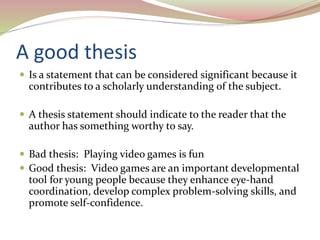 Writing A Good Thesis Statement | PPTX