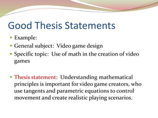 Writing A Good Thesis Statement | PPTX