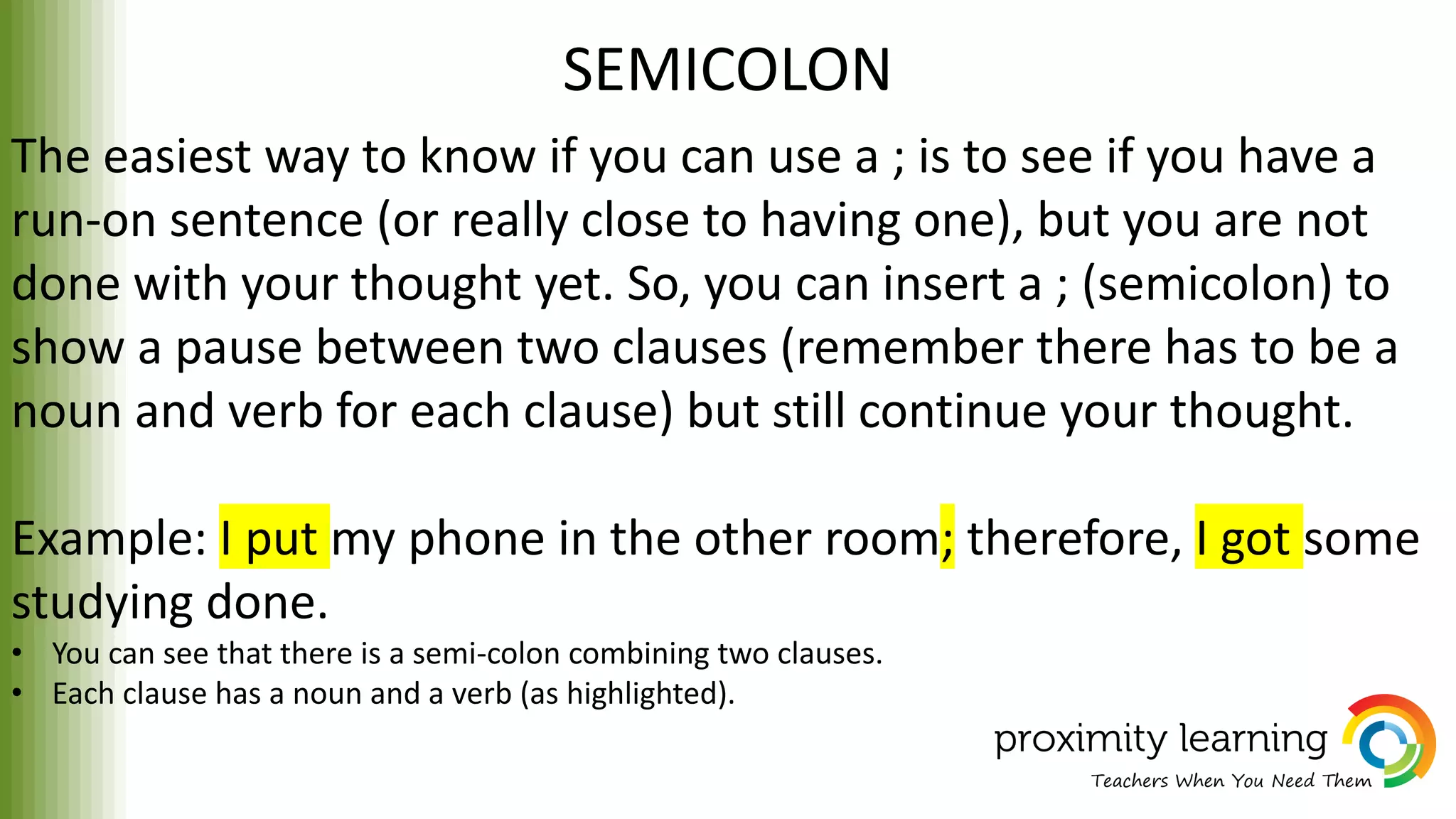 9th grade semicolons | PPTX