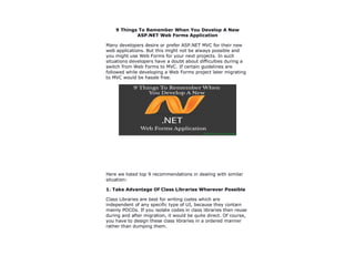 9 things to remember when you develop a new asp.net web forms application | PPT