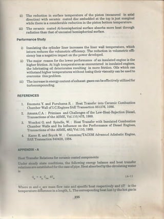 Experiments on a Thermally Insulated Diesel Engine | PDF
