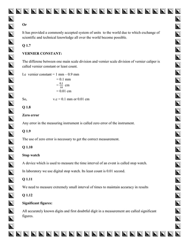 9th Physics. Ch.01: Physical Quantities | PDF
