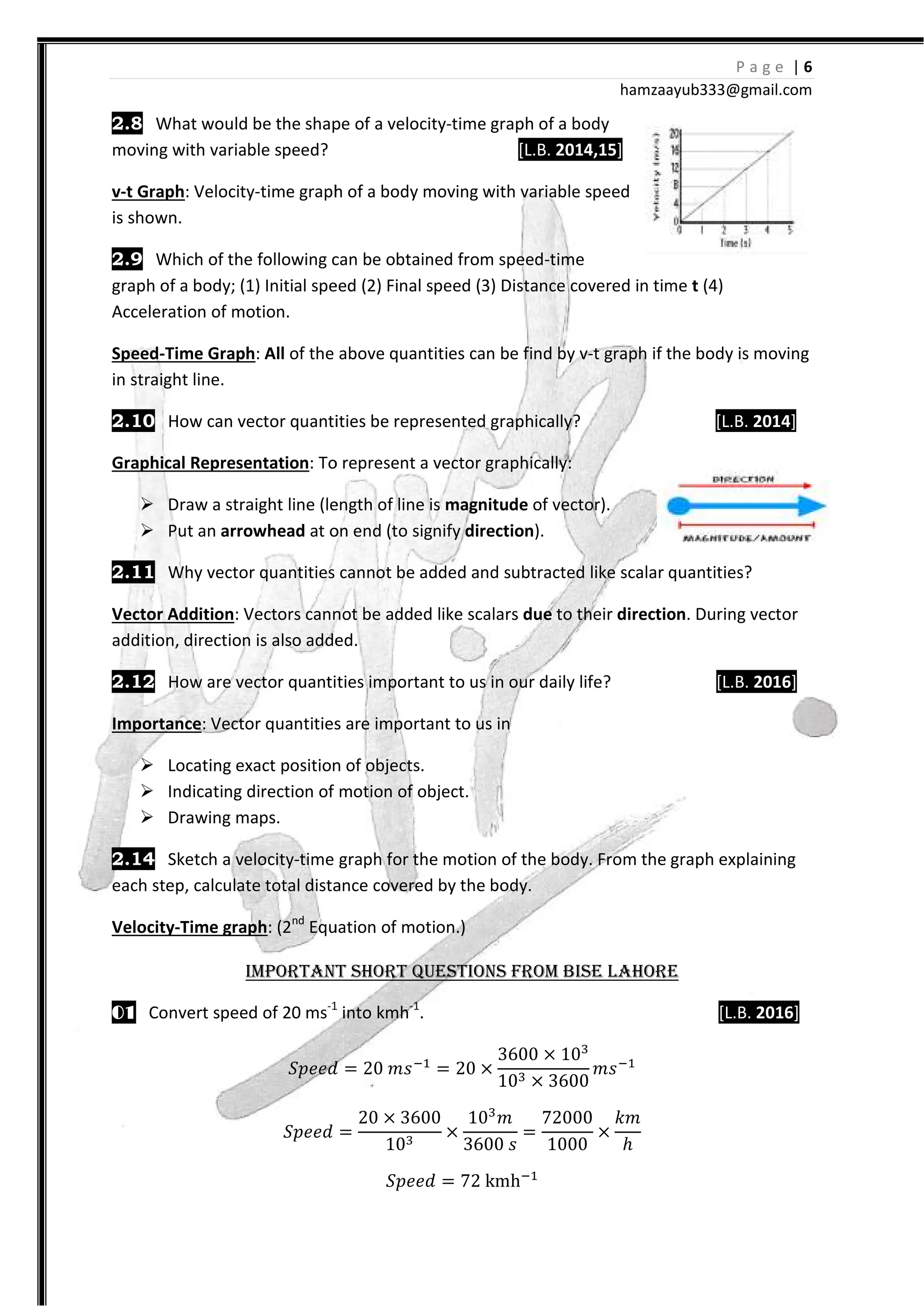 9th Physics Short Questions ( English Medium) | PDF