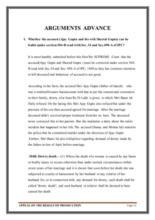 moot file of sec 304 -b,201and 34 of indian penal code | DOCX