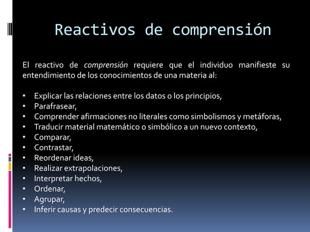 9 tipos de reactivos | PPTX