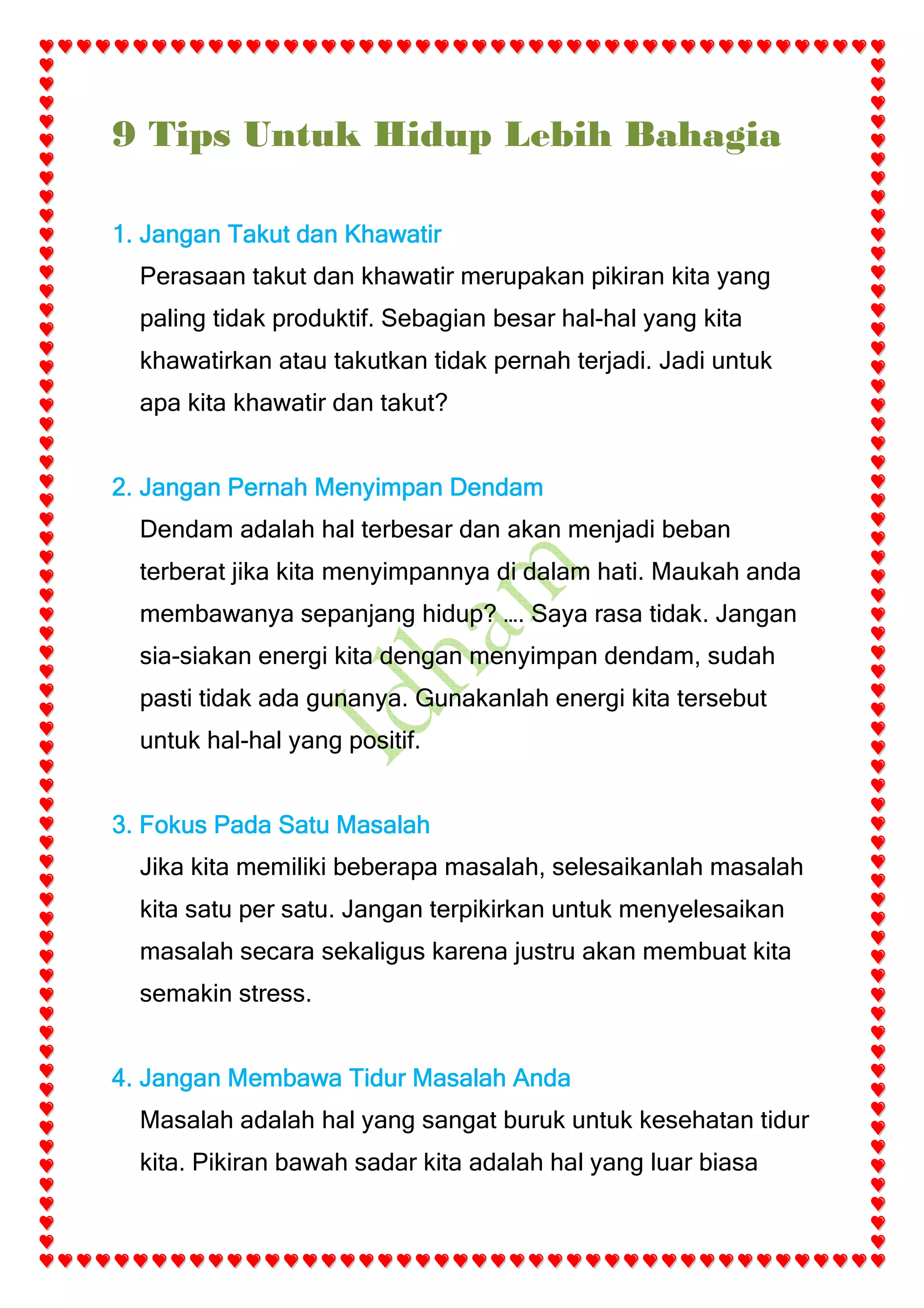 9 tips untuk hidup lebih bahagia | PDF