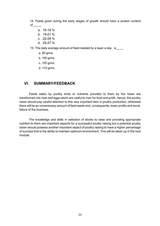 9 tle poultry production module 2_provide feeds | PDF