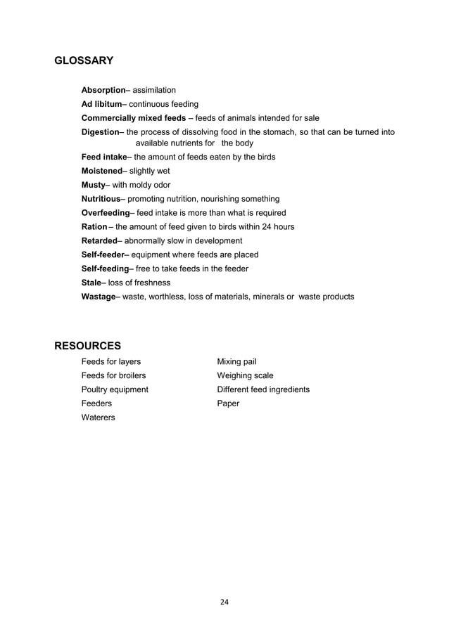 9 tle poultry production module 2_provide feeds | PDF | Agriculture | Industries