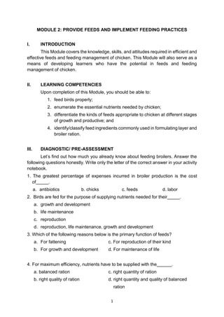 9 tle poultry production module 2_provide feeds | PDF