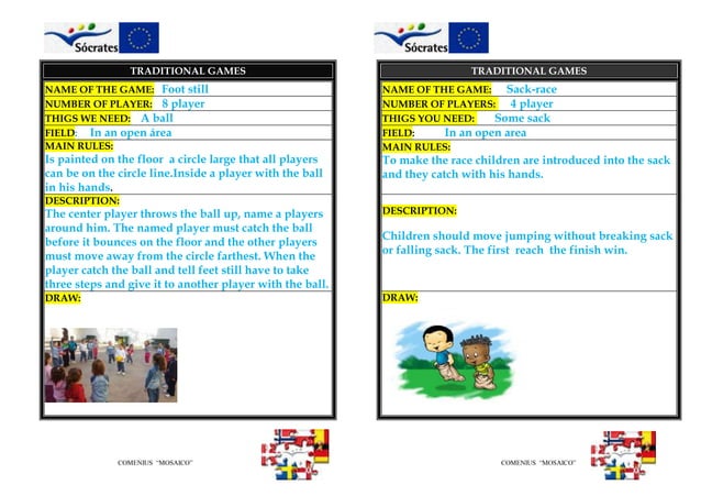 9 traditional games worksheet | PPT