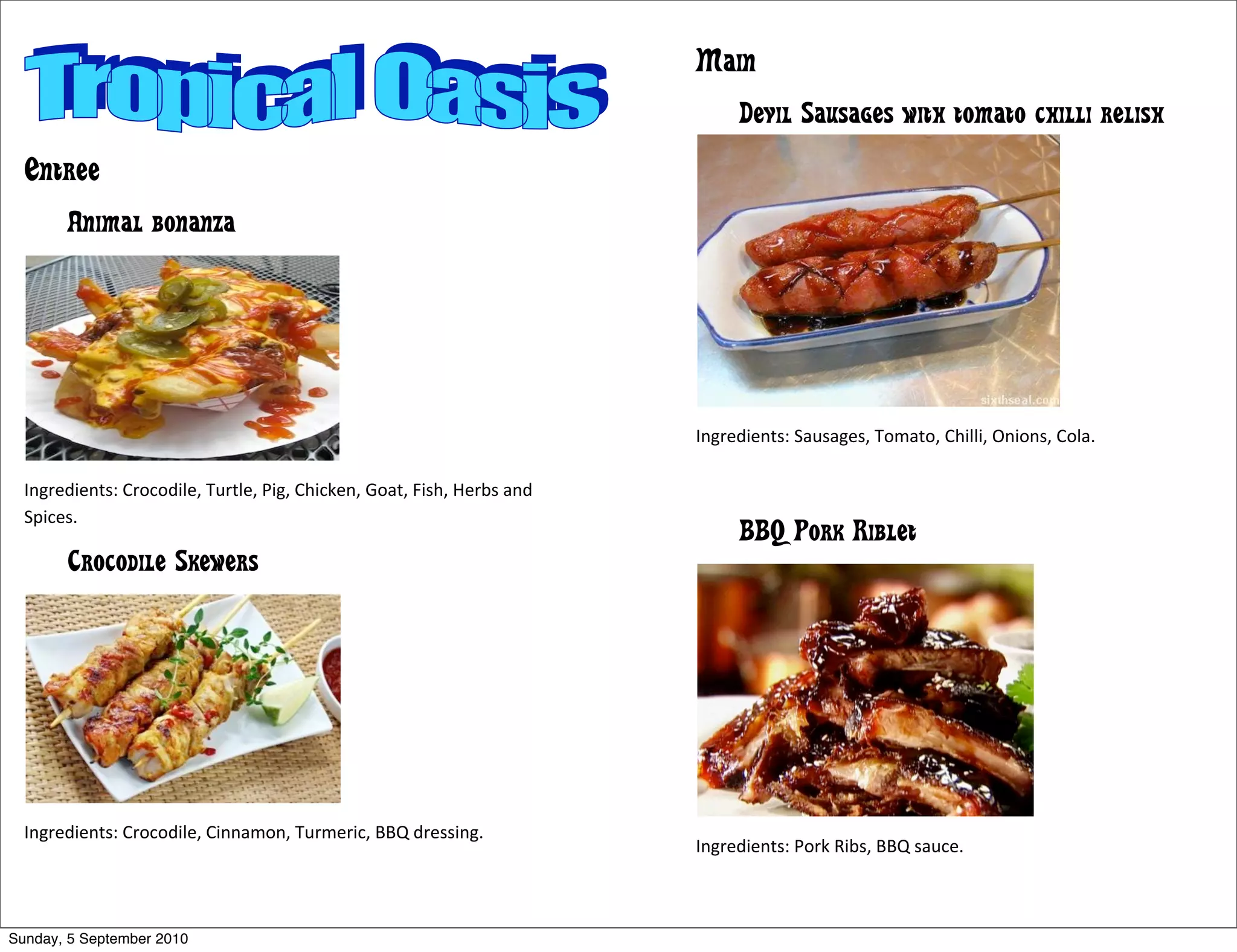 9t rainforest menus | PPT