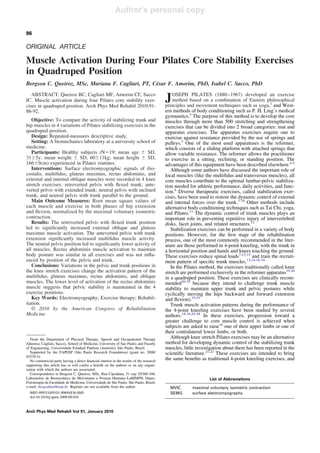 Muscle ativaction during four pilates core stability exercises in ...