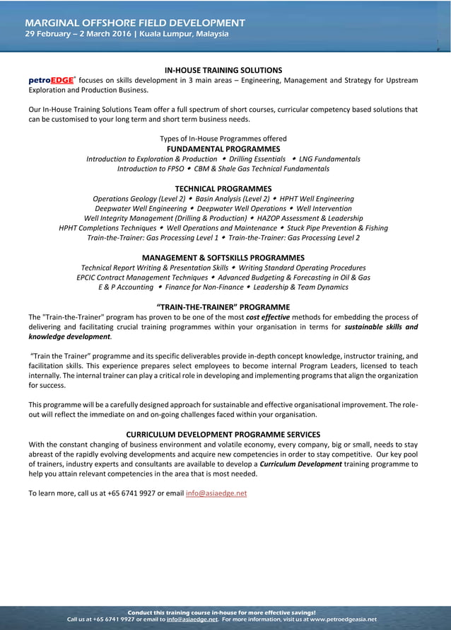 PE929 Marginal Offshore Field Development | PDF | Civil Engineering ...