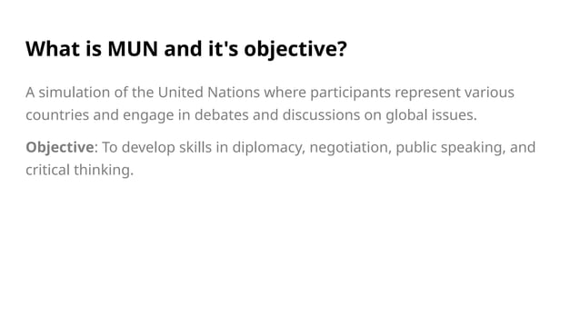 Model(MUN) model United Nations education presentation | PPTX