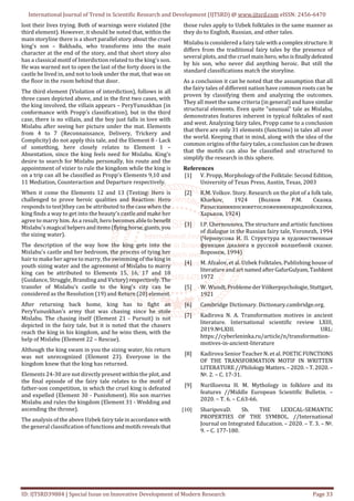 Uzbek Folktalemislabu Motifs and Applicability of Propp’s Functions | PDF