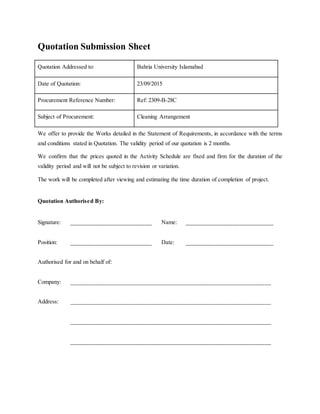 Quotation submission - Assignment | PDF