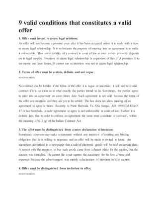 9 valid conditions that constitutes a valid offer | PDF