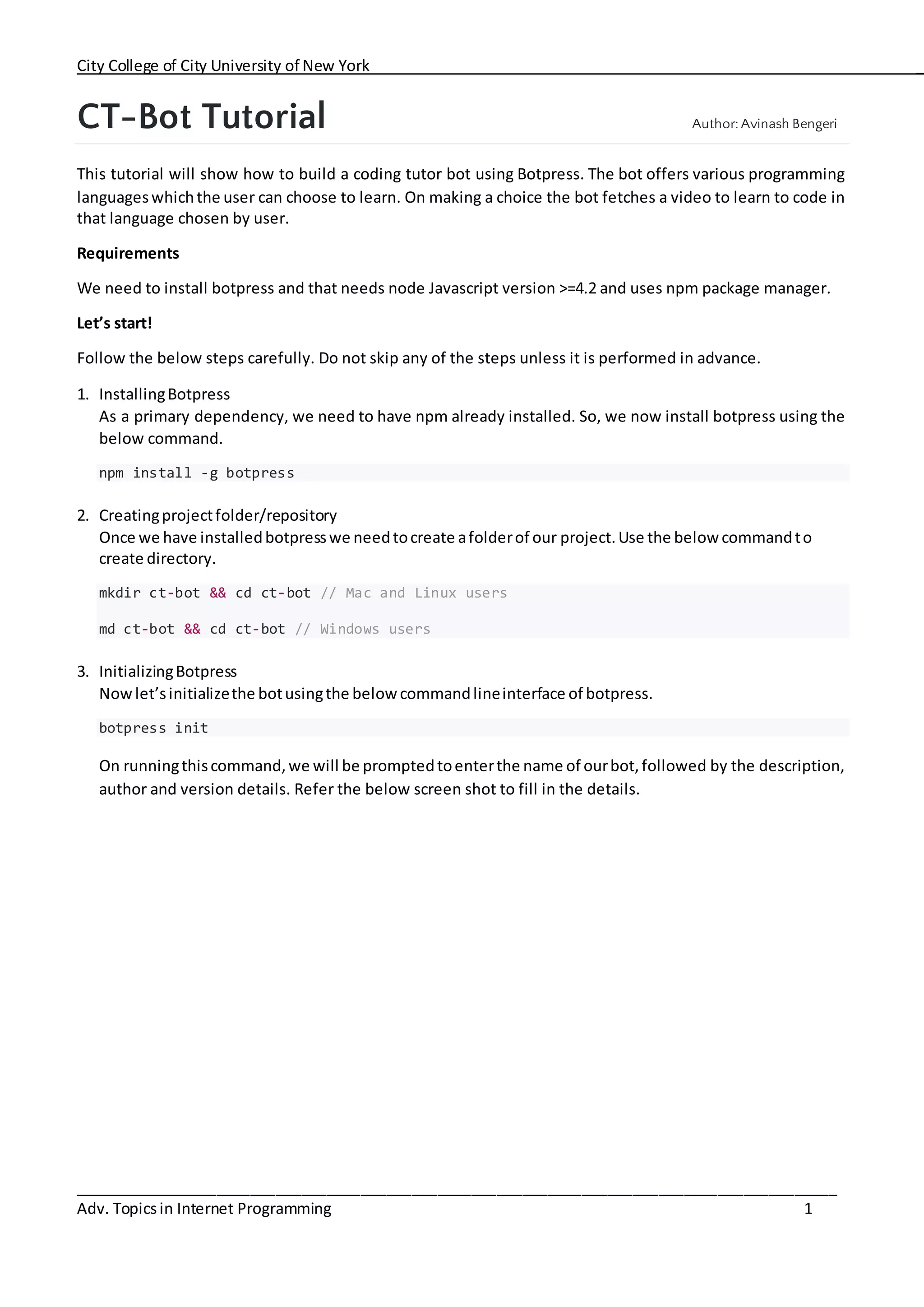 Ct bot tutorial | DOCX