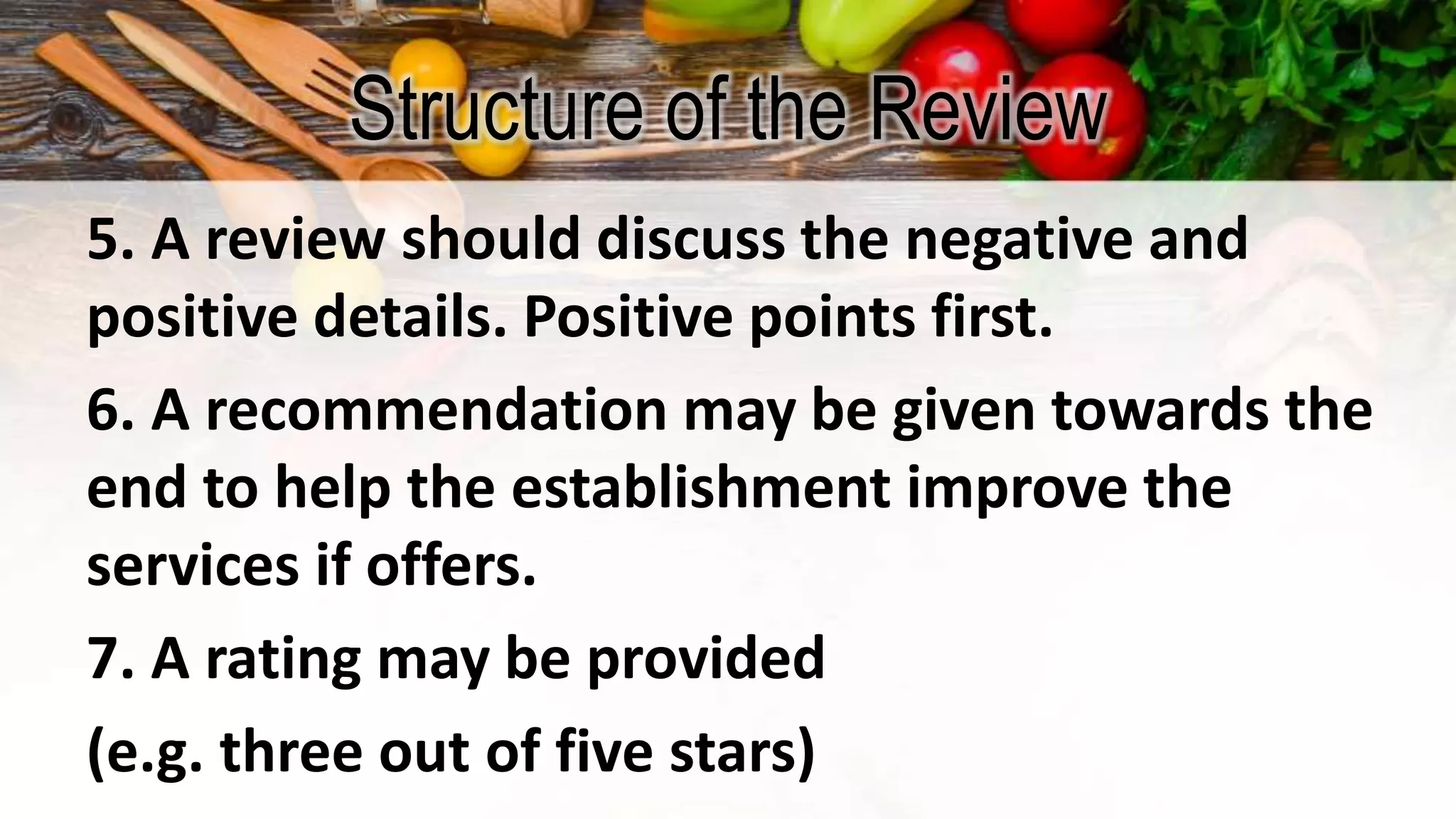 Writing a restaurant review - EAPP | PPTX