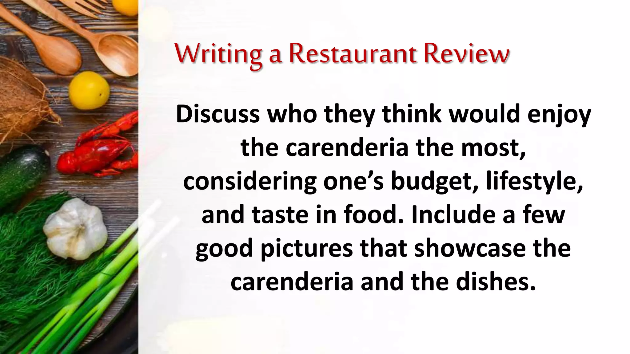 Writing a restaurant review - EAPP | PPTX