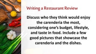 Writing a restaurant review - EAPP | PPTX