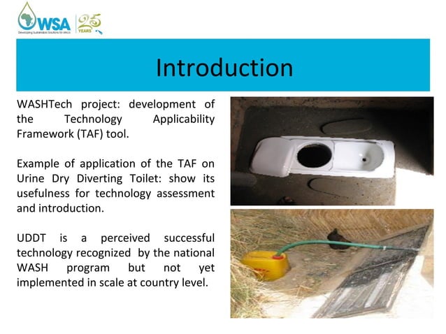 Using the Technology Applicability Framework (TAF) tool for Urine Dry ...