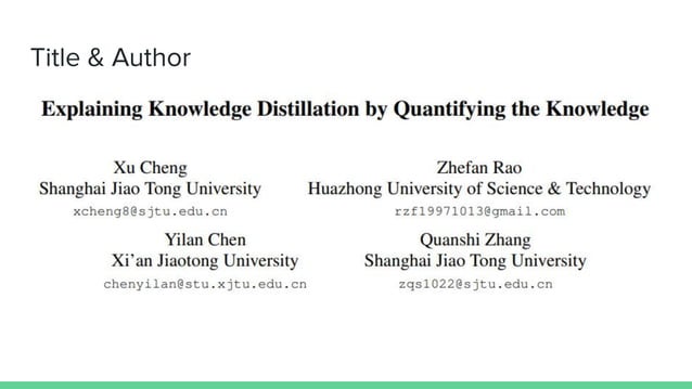 Explaining Knowledge Distillation By Quantifying the Knowledge | PDF
