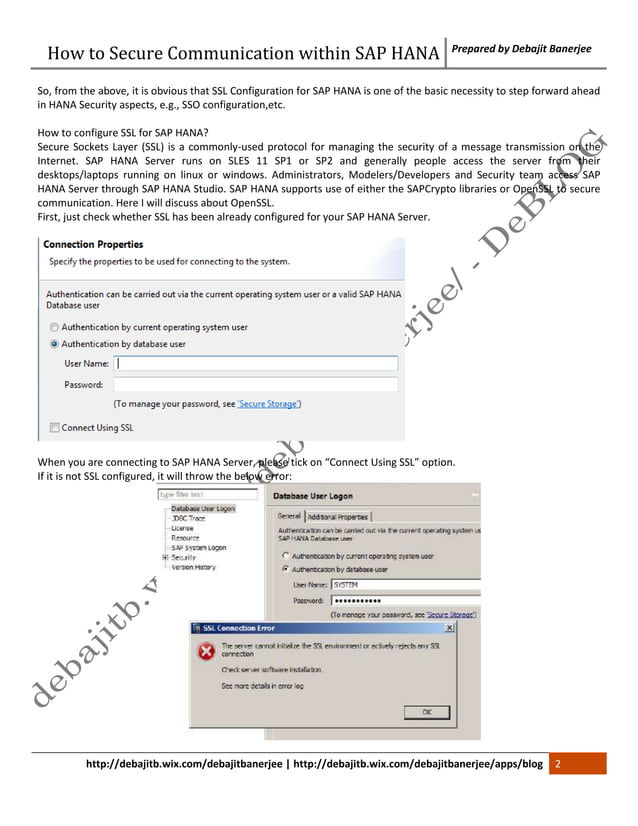 Ssl Configuration Within Sap Hana Pdf Computer Software And