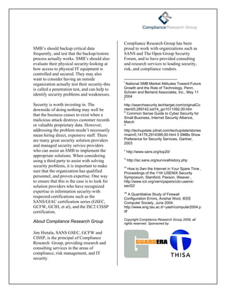 A Guide To SMB Network Security Compliance Research Group(1) | PDF