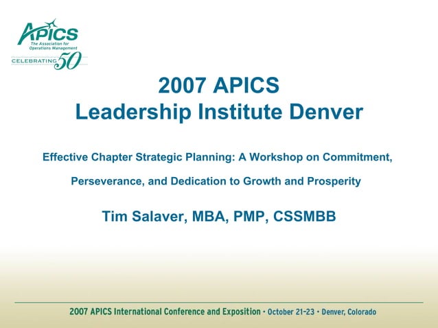 Effective Chapter Strategic Planning: A Workshop on Commitment ...