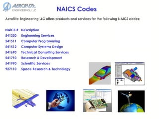 Aeroflite Capabilities Brochure: Aerospace Systems Engineering | PPT