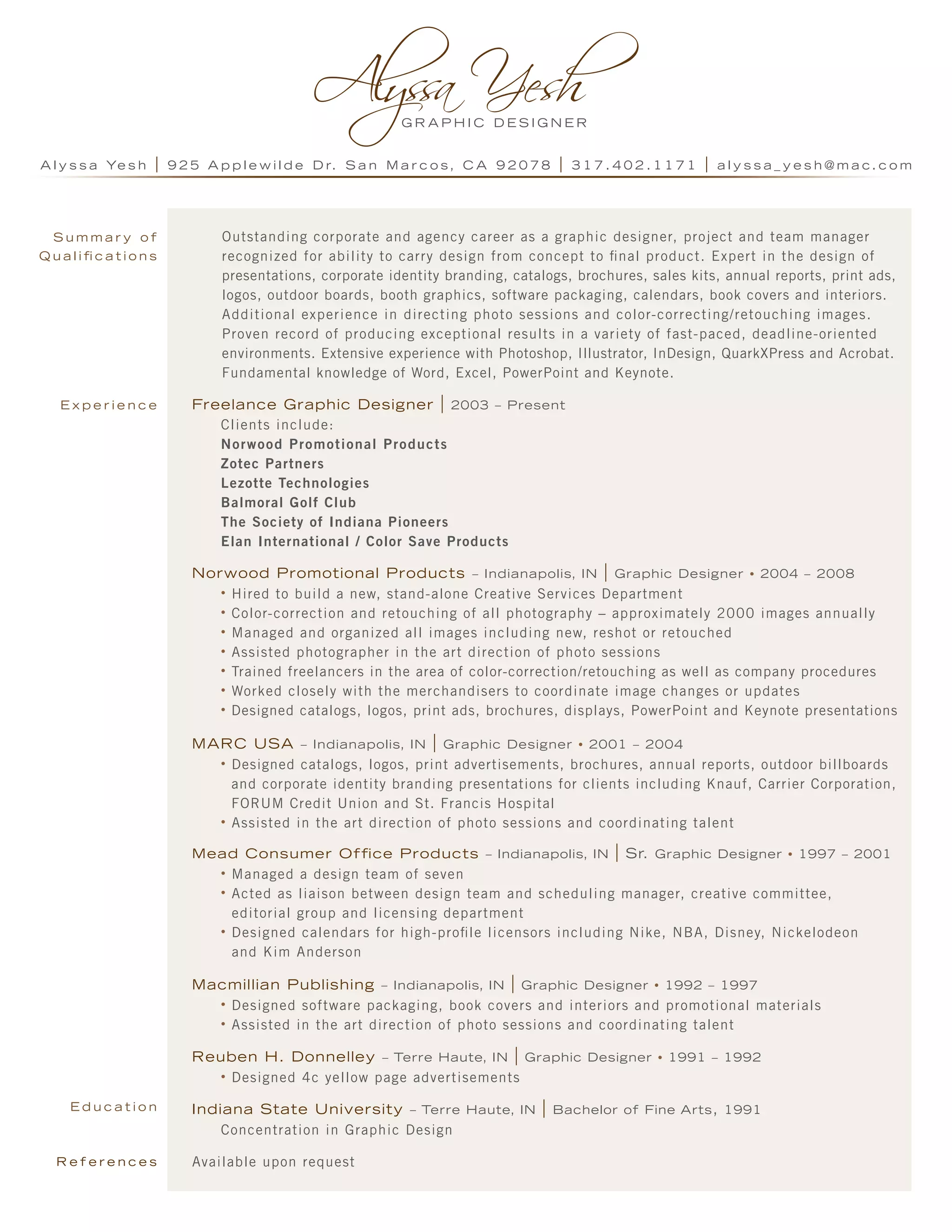 Alyssa Yesh Resume & Portfolio | PDF