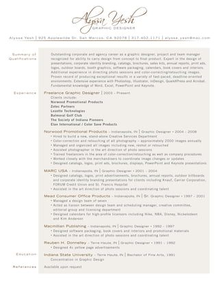 Alyssa Yesh Resume & Portfolio | PDF