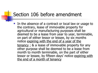 Amendment In Section 106 Of The Tp Act | PPT