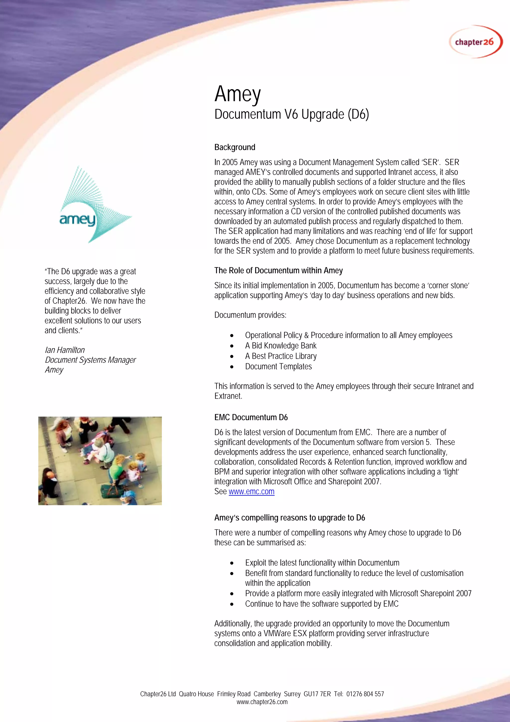 Amey Documentum V6 Upgrade Case Study | PDF