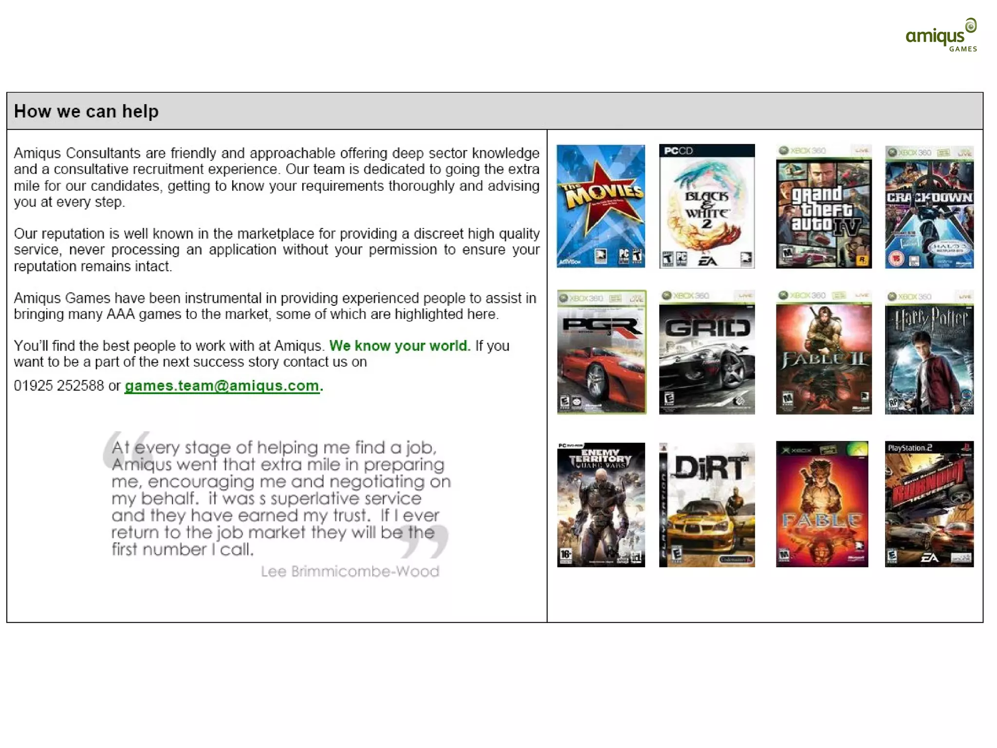 Amiqus Games Information | PPT