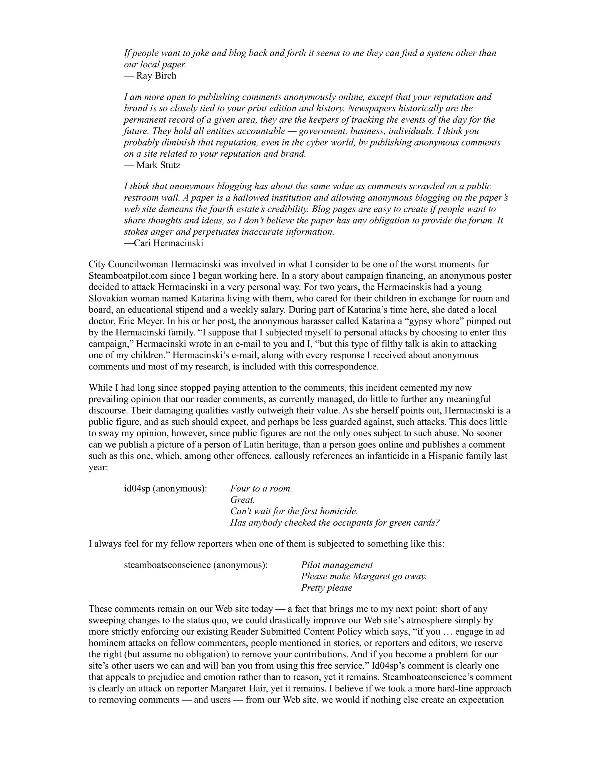 Anonymous Postings | DOC