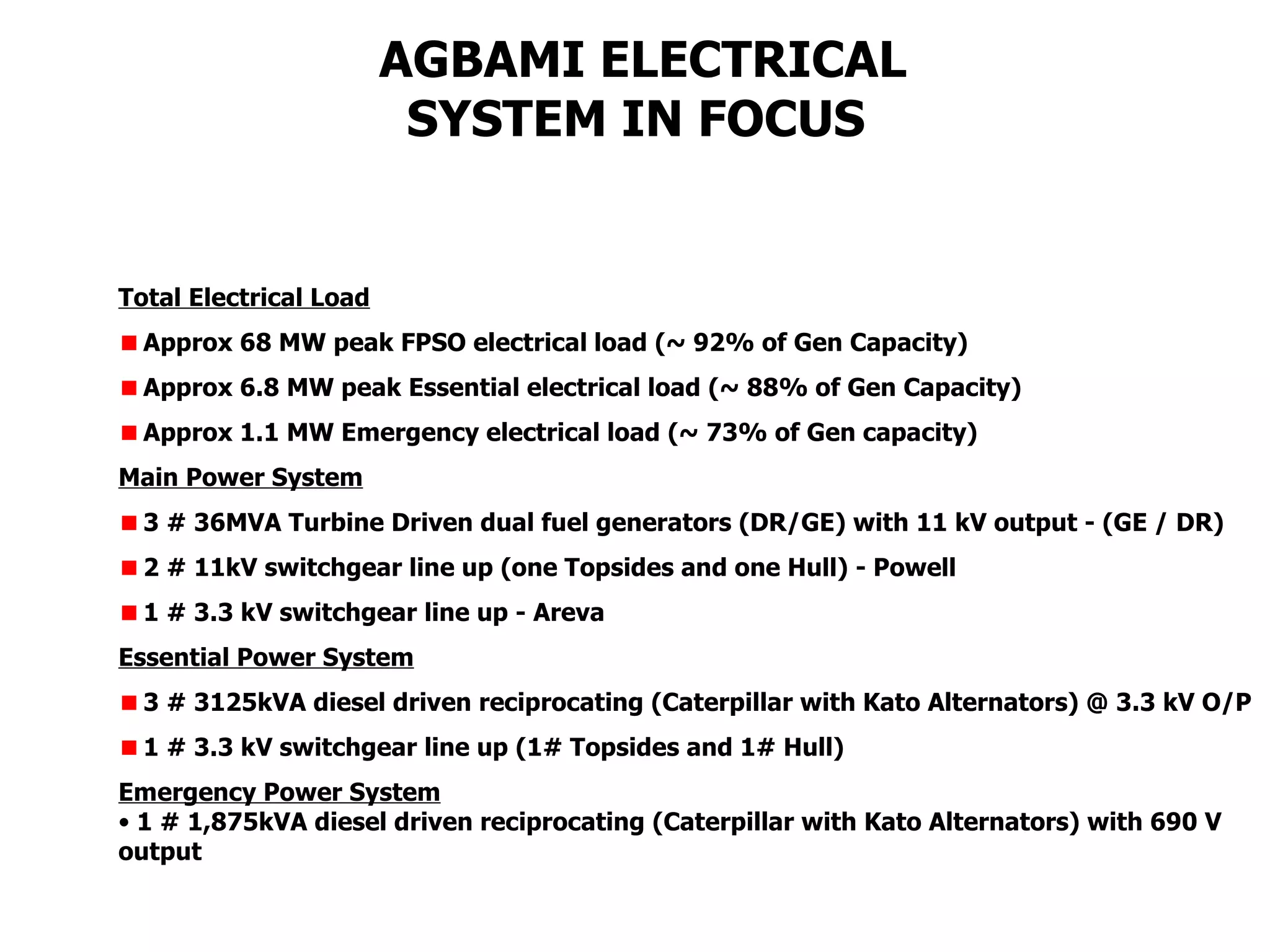 An Overview Of Agbami Fpso Electrical Power System | PPT