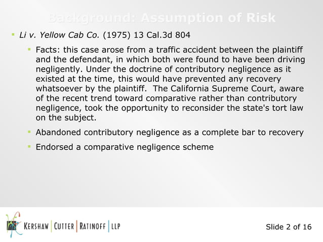 Assumption Of Risk In Premises Liability | PPT