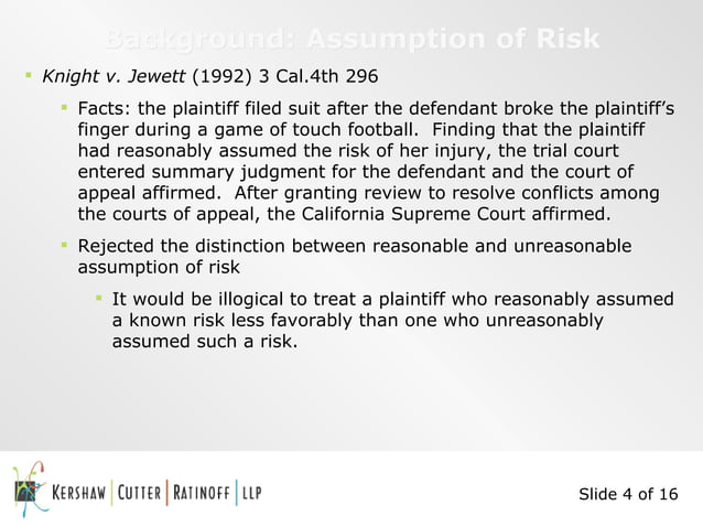 Assumption Of Risk In Premises Liability | PPT