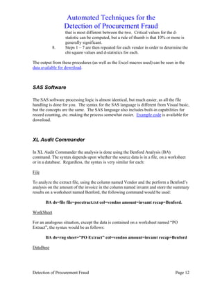 Automated Techniquesfor Detectionof Procurement Fraud | PDF