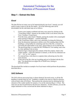 Automated Techniquesfor Detectionof Procurement Fraud | PDF