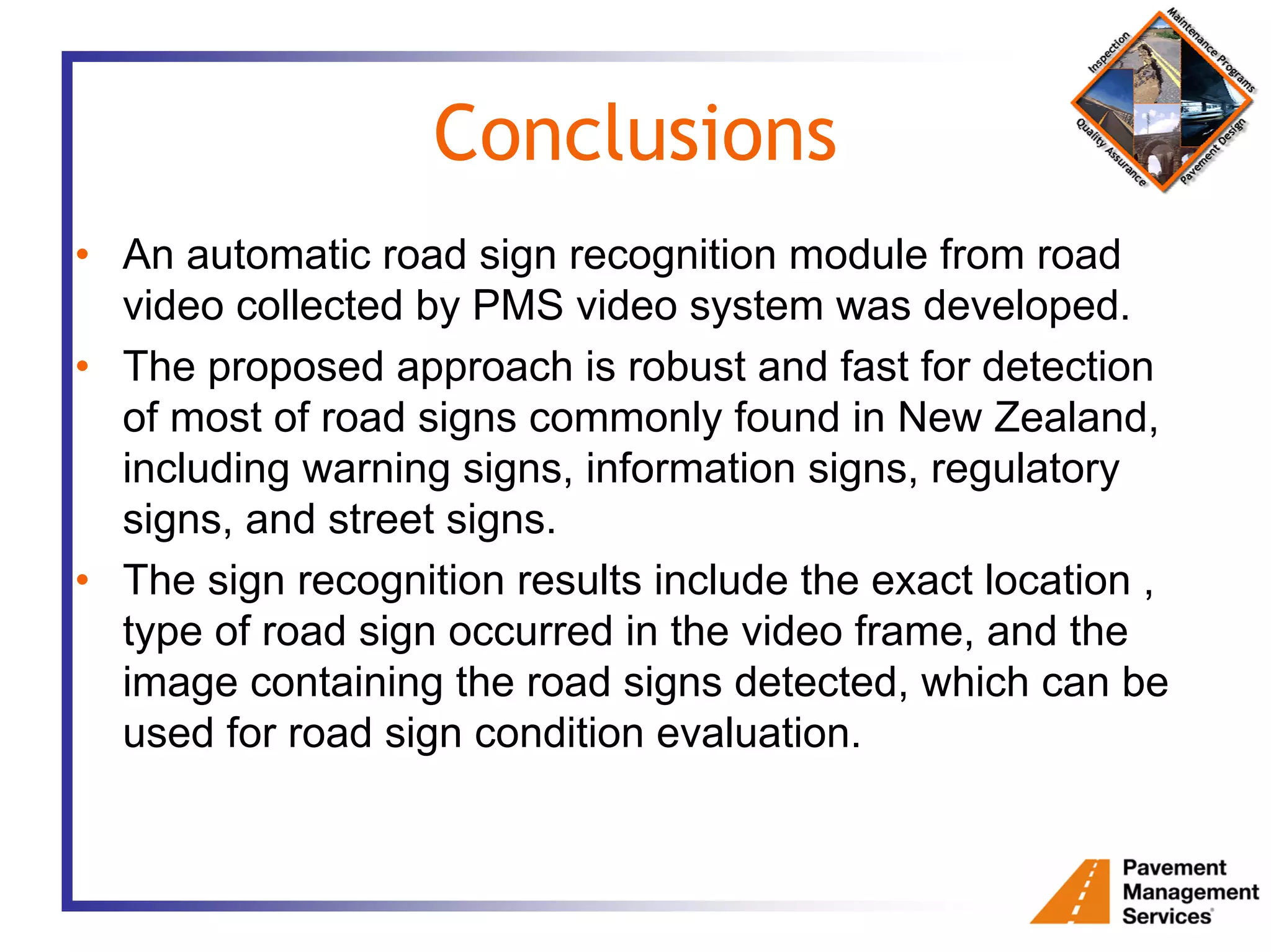 Automatic Road Sign Recognition From Video | PPT