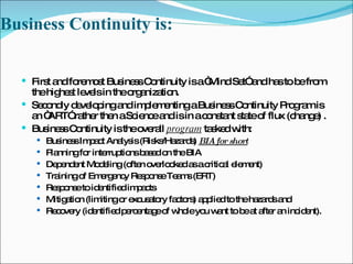 Business Continuity Overview | PPT