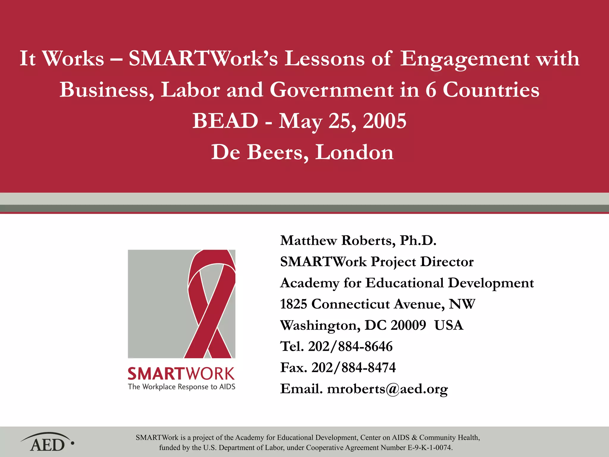 Presentation to BEAD on SMARTWork | PPT