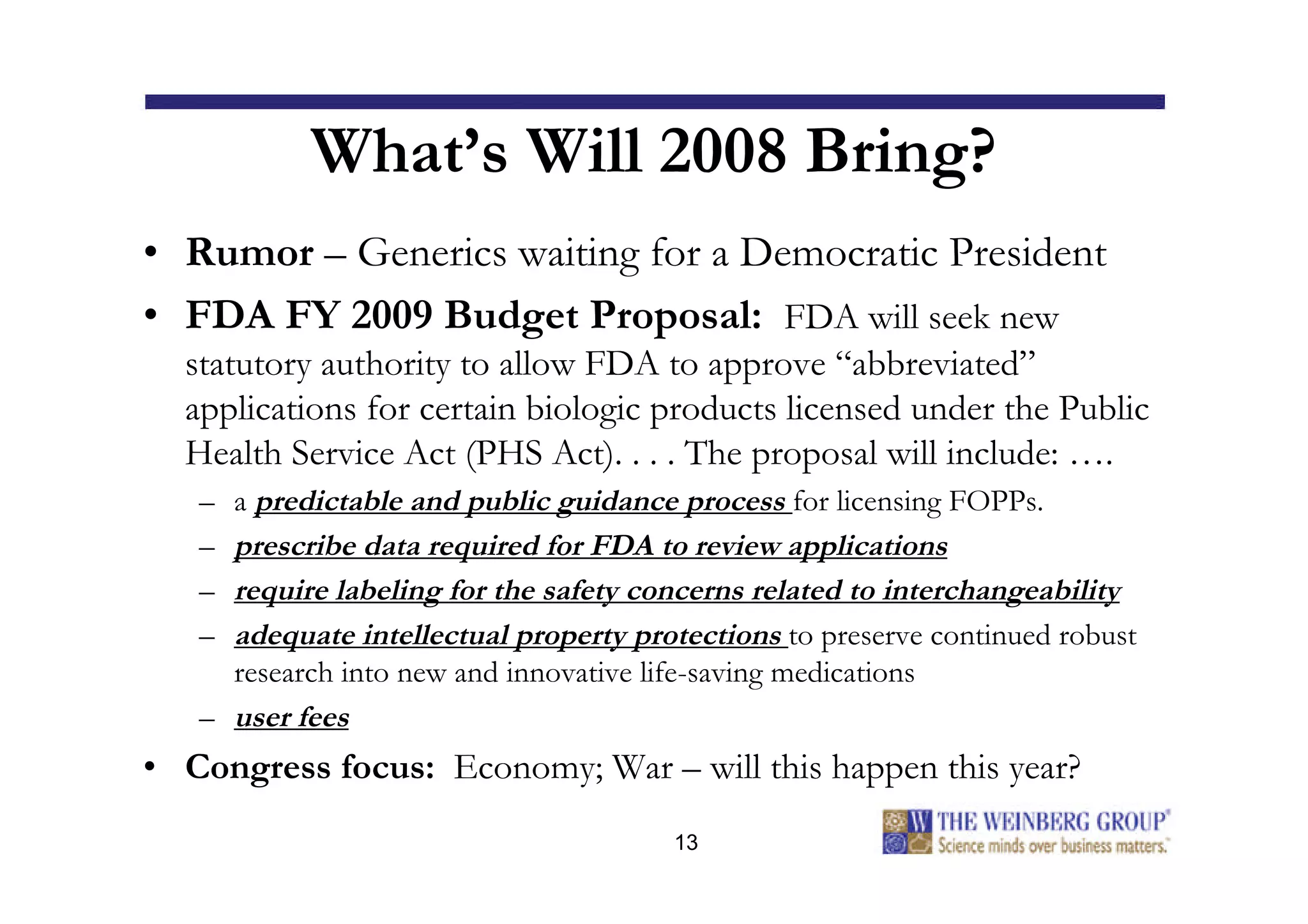 Michael Swit -- Perspectives on the Future of Generic Biologics | PDF