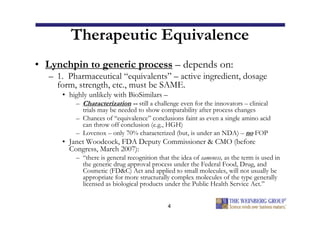 Michael Swit -- Perspectives on the Future of Generic Biologics | PPT