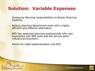 Baxter Planning Systems | PPT