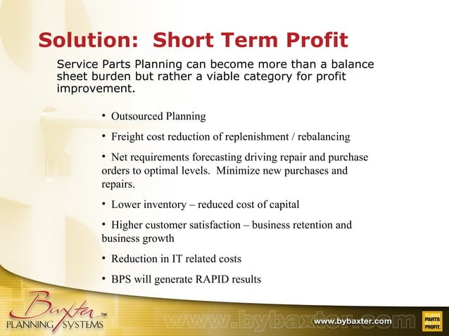 Baxter Planning Systems | PPT