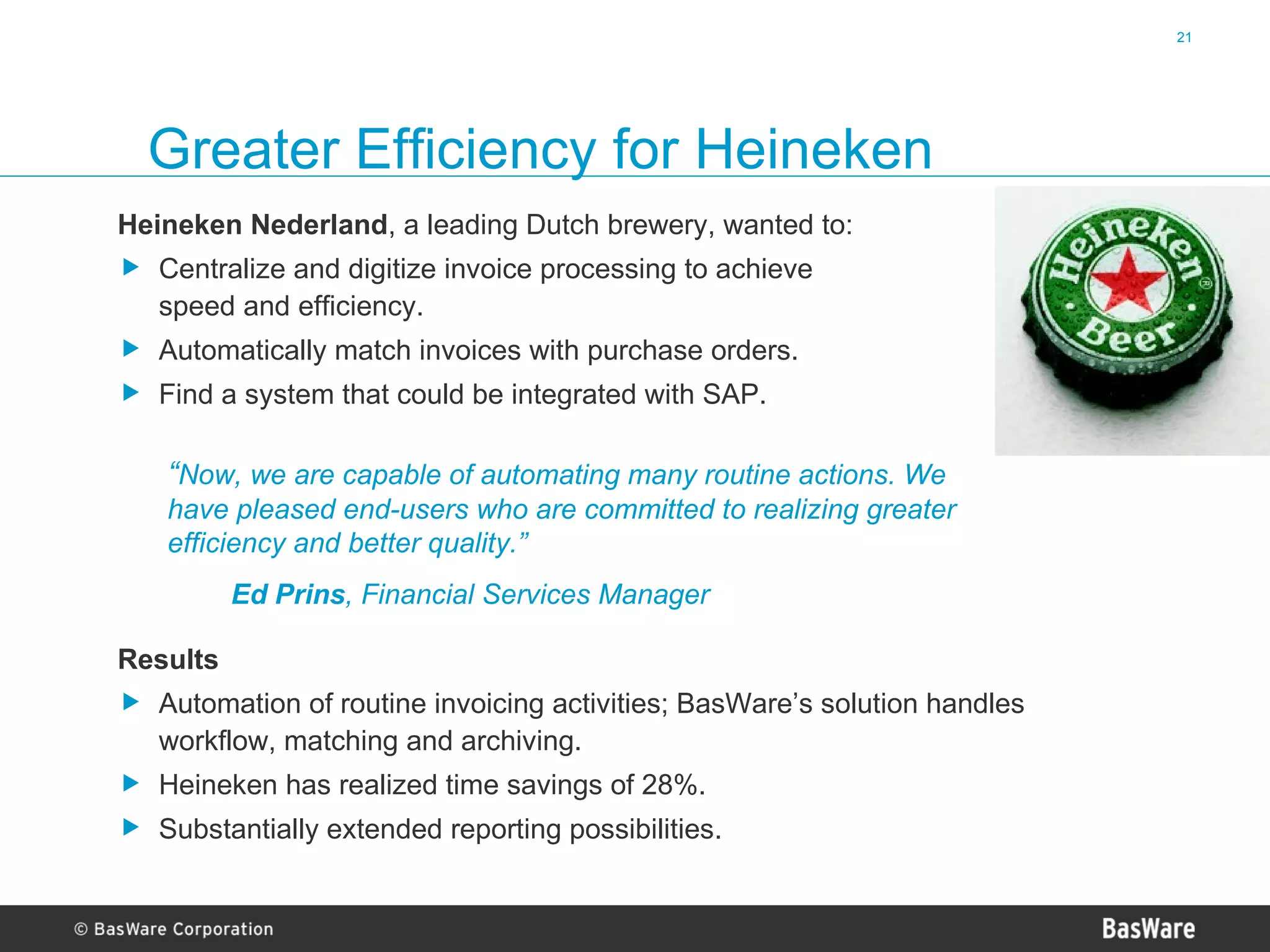 Basware Invoice Automation Presentation 2007 | PPT